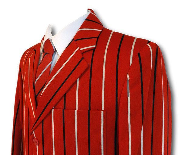 Red, Black & White Wool Worsted Venetian Stripe Boating Blazer | Albert ...