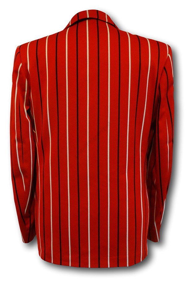 Red, Black & White Wool Worsted Venetian Stripe Boating Blazer | Albert ...