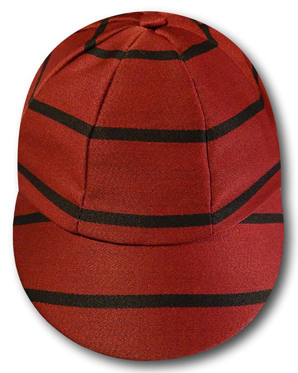 Maroon & Navy Wool Worsted Venetian Stripe Cap | Albert Prendergast